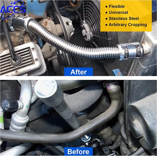 48 In Stainless Steel Universal Radiator Flexible Coolant Water Hose w ...