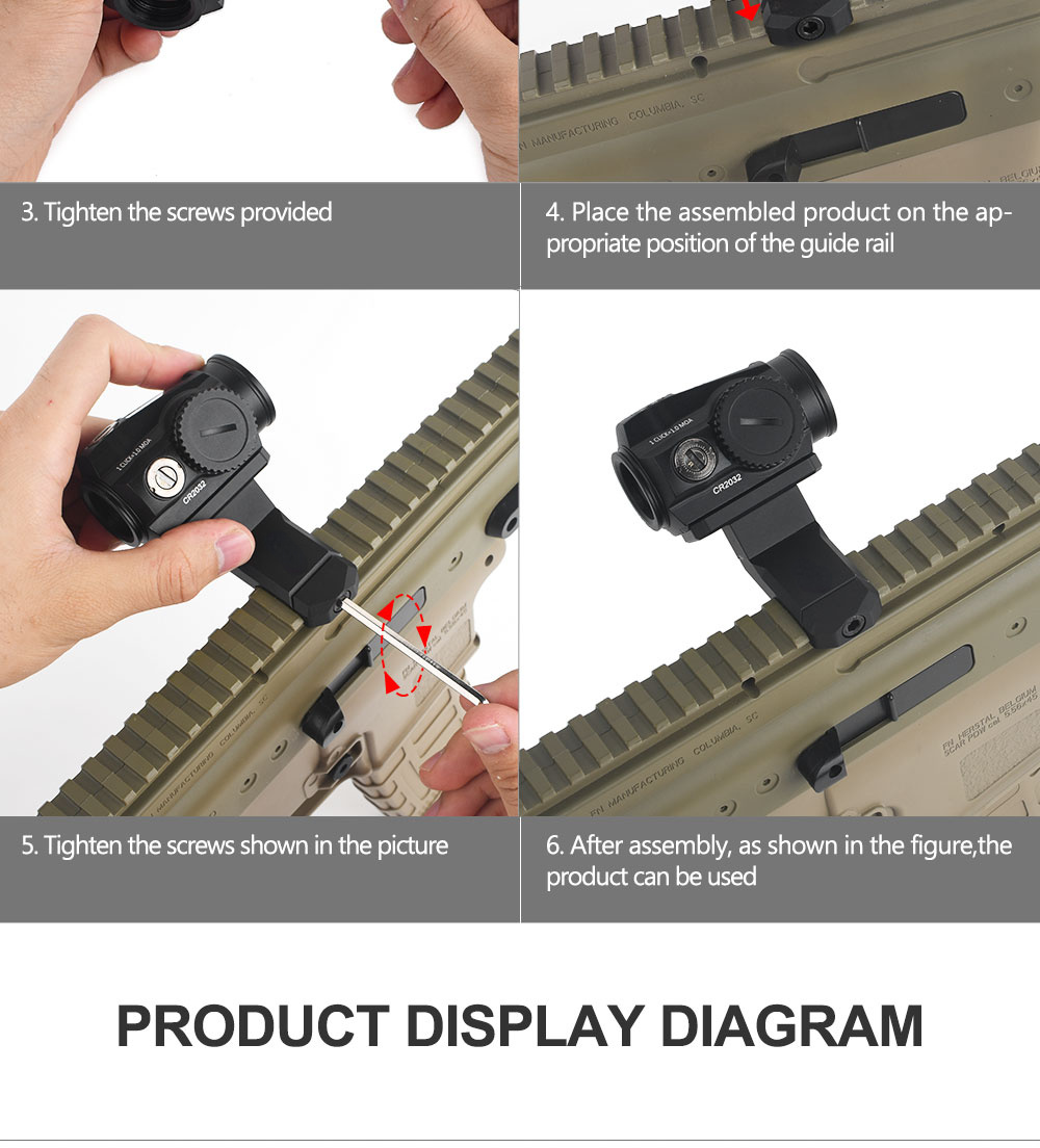 Tactical Optic Red Dot Sight Mount RM45 Offset Mount Fit RMR T1 T2 SRO ...