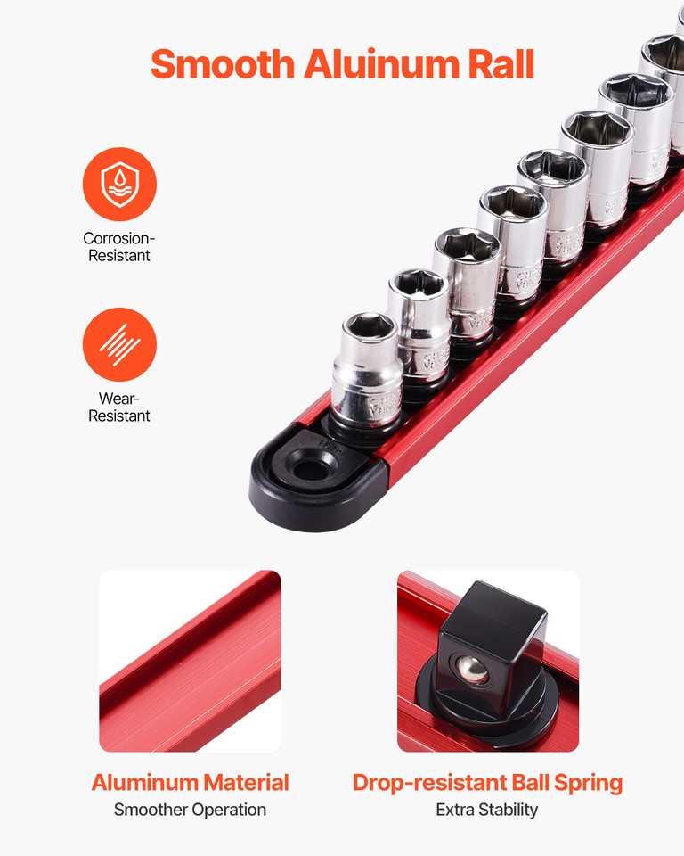 Socket Organizer Rail Set 3PCS Aluminum Socket Organizers with 40 Clips ...