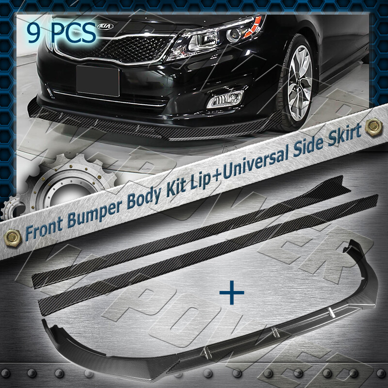 Carbon Look STP-Style For 2014-15 Kia Optima Front Bumper Lip + Side ...