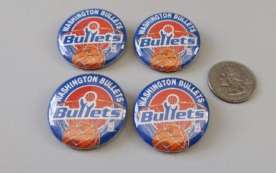 NBA Washington Bullets Four Used Blue Small Buttons Lot Basketball OOP ...