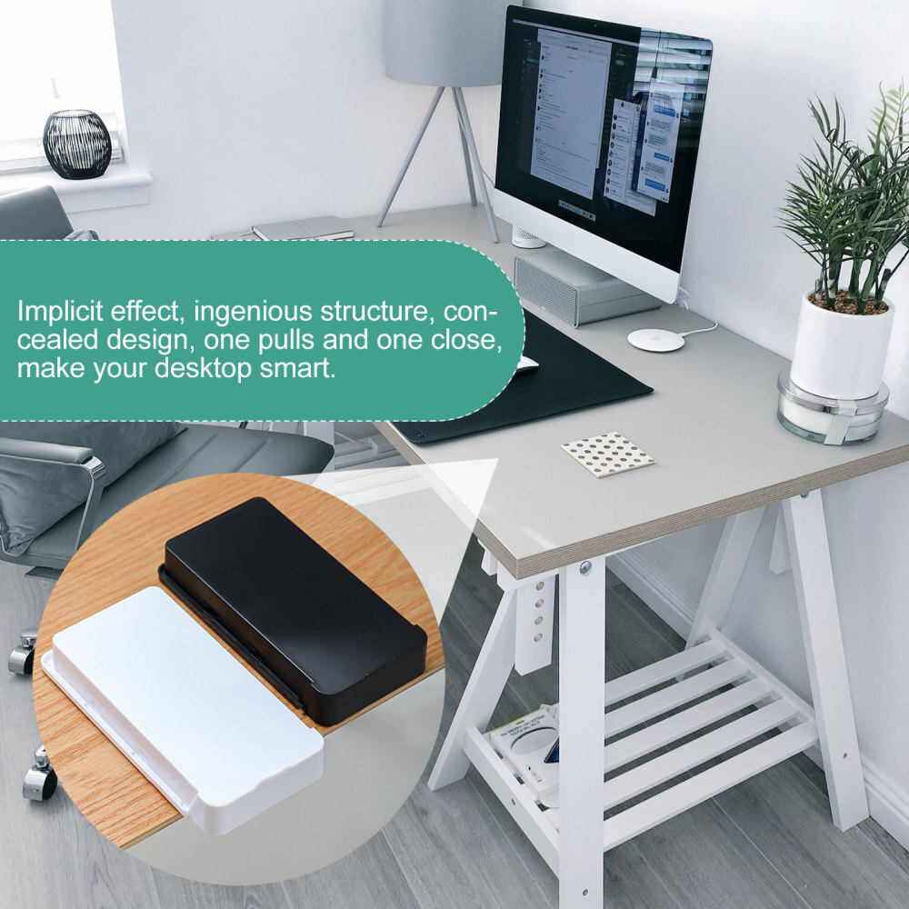 2 Pcs Under Desk Organizer Expandable Desktop Tray Hidden Desktop ...