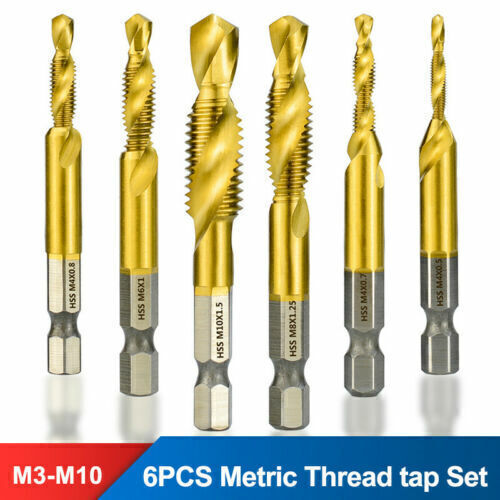 1/4 Hex Shank Metric Thread Cutter Set and M3-M10 HSS Drill Tap Bits ...