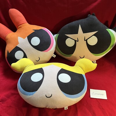 Powerpuff Girls Face-shaped Plush Toys Cushion Pillow 3 set Cartoon ...