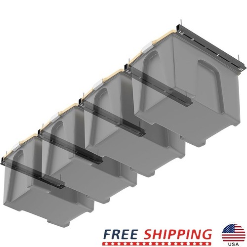 Heavy Duty Overhead Tote Storage Rails Adjustable Garage Bin Rack ...
