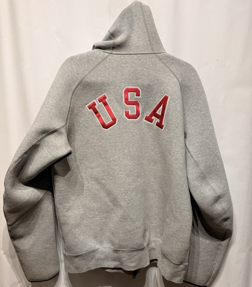 Nike Mens Olympic Team USA Tech Fleece Full Zip Hoodie Jacket Grey Size ...