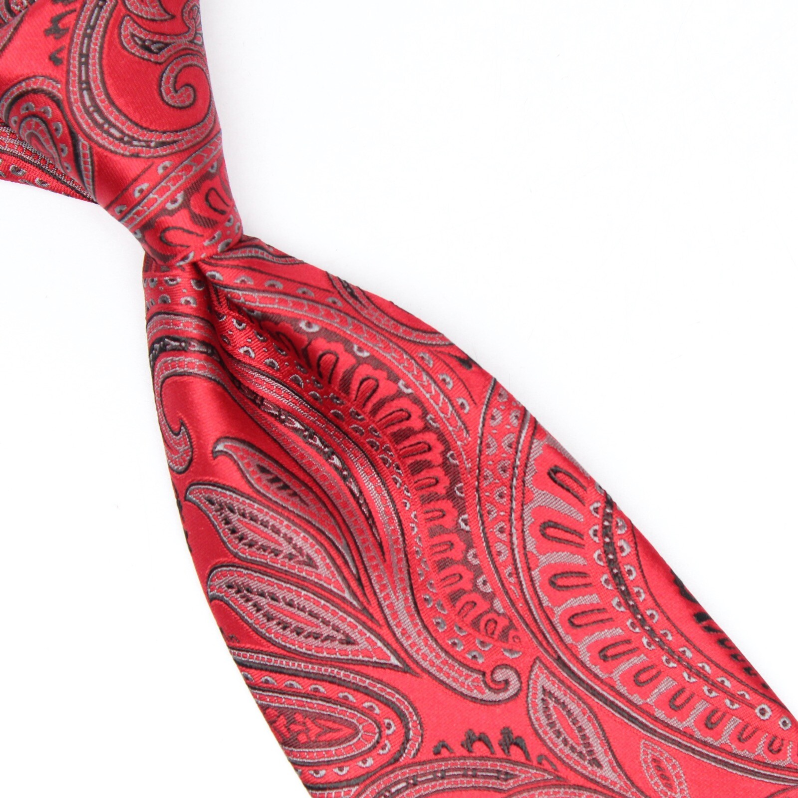 Donald J Trump Mens Silk Necktie Red Pewter Black Paisley Brocade Woven ...