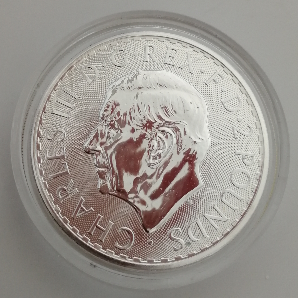 2025 Silver Britannia £2 Coin KC III 1 Oz .999 Gilded Limited ...