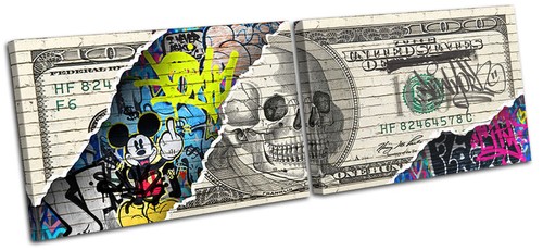 Urban Grunge Money Cash Dollar Graffiti MULTI CANVAS WALL ART Picture ...
