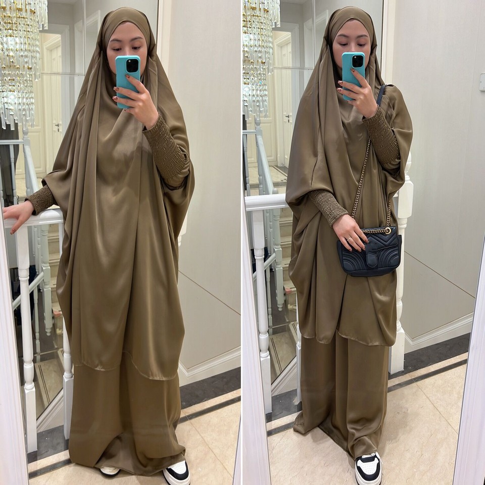 Khimar Hijab Overhead Burqa Caftan Abaya Muslim Women Prayer Set ...