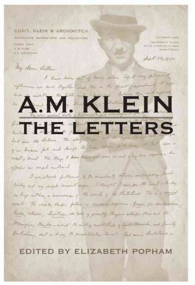 A. M. Klein : The Letters, Hardcover by Popham, Elizabeth (EDT), Brand ...