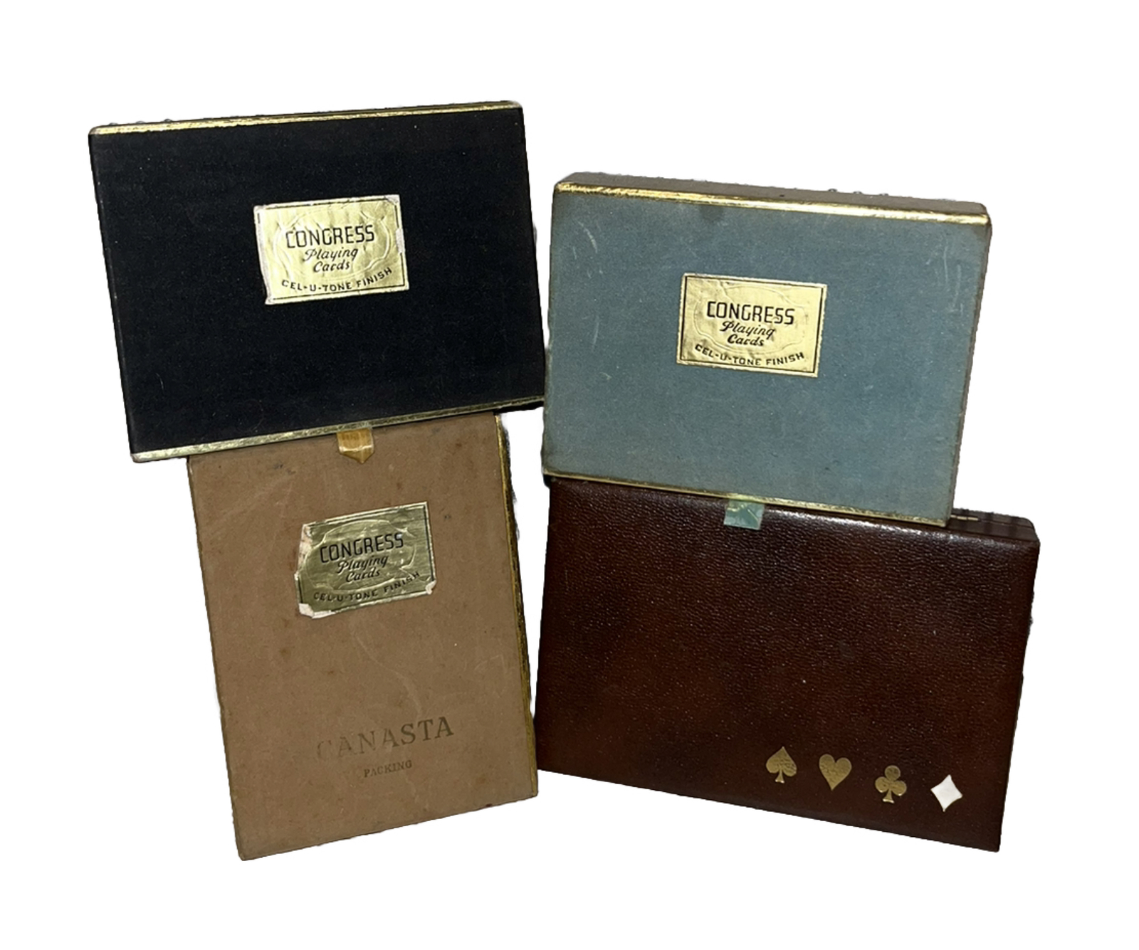 VINTAGE Congress Double Deck Playing Cards Bridge Cel-U-Tone Finish ...