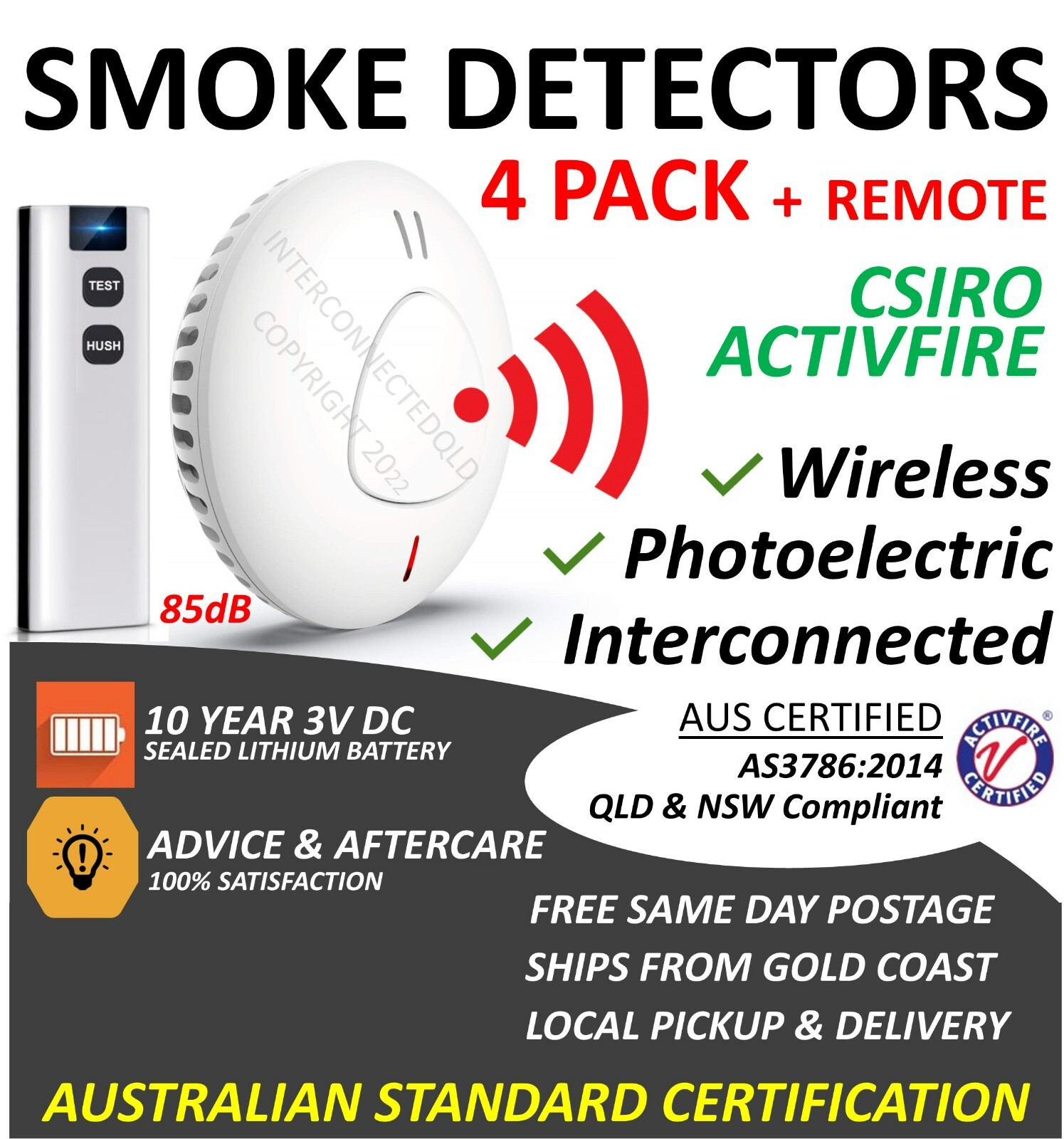 ANKA Wireless Interconnected Photoelectric Fire Alarm Smoke Detector ...