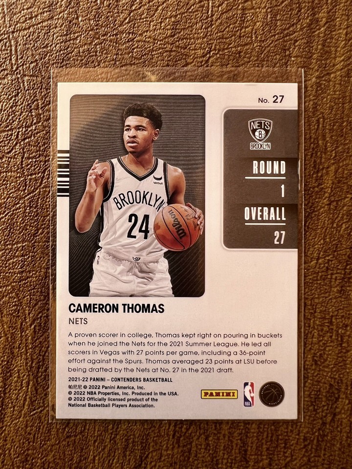 Cameron Thomas Rookie Card Panini Contenders 2021 Draft Class RC #27 ...