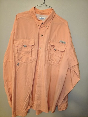 Columbia PFG Omni-Shade Pink Vented S/S Fishing ButtonUp Shirt Mens ...