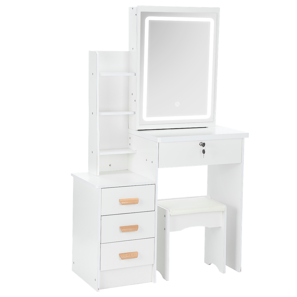 Dressing Table With Drawers Mirror Stool Set Makeup Desk Vanity Table ...