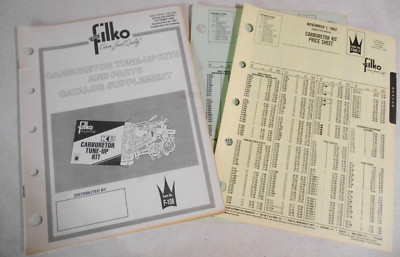 Vintage Old 1982 Filko Carburetor Kits Parts Catalog Supplement w Price ...