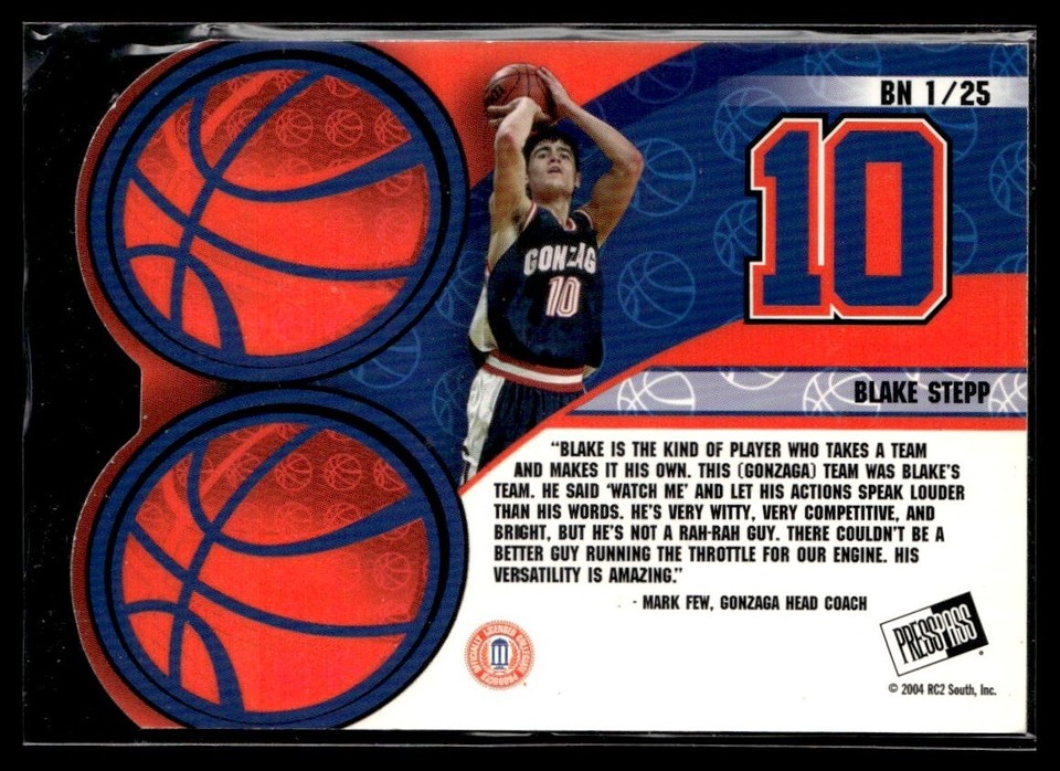 2004-05 Press Pass Big Numbers Blake Stepp Gonzaga Bulldogs #BN1 | eBay