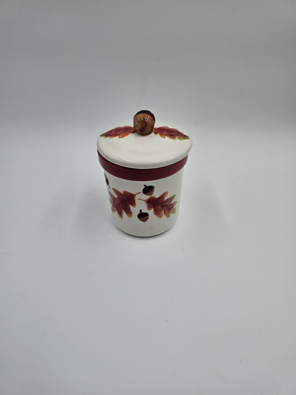 Ceramic Acorn Autumn Leaves Crock Jar With Lid Fall Decor | eBay