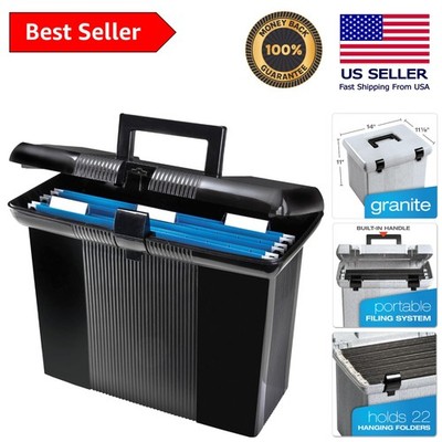 Elegant Portable File Box with Secure Latch & Hanging Folders – Black ...