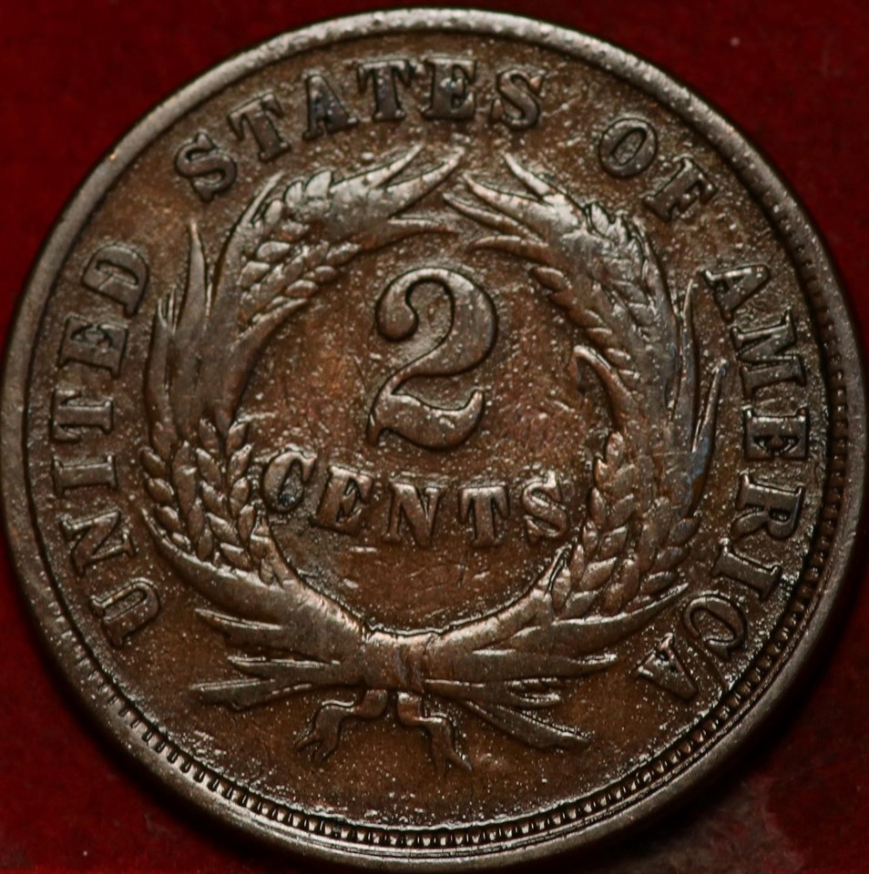 1865 Philadelphia Mint Copper Two Cent Coin | eBay