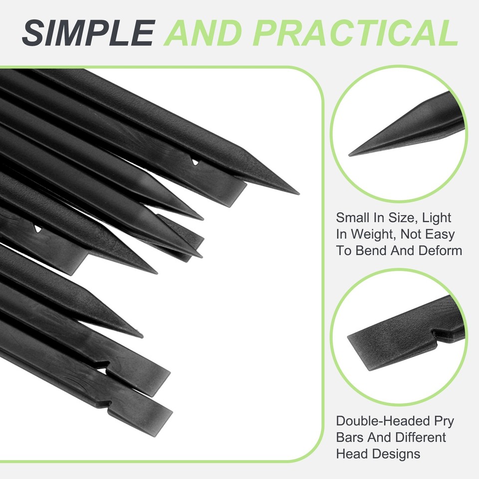 10Pcs 6 x 150 mm Spudger Pry Tool Antistatic Plastic Dual Ends Black ...