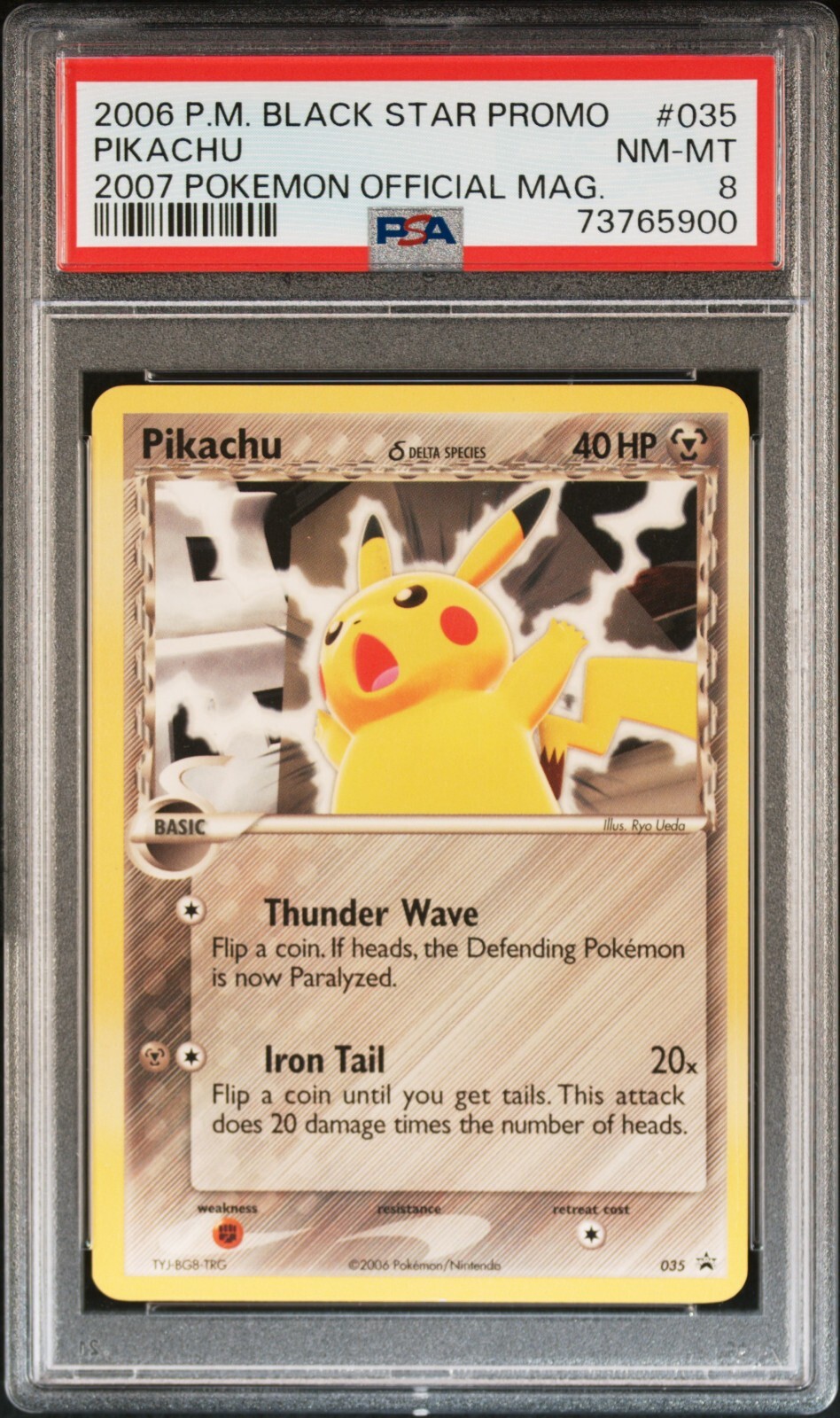 2006 Black Star Promo Pikachu Nonholo 2007 Pokemon Magazine PSA 8 RARE ...