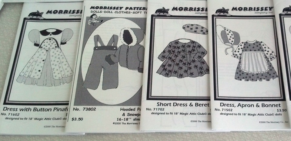Doll Clothes Sewing Pattern Lot - 18" Magic Attic Dolls Clothing ...
