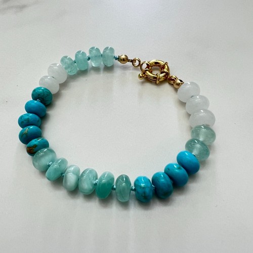 Blue Ombre Moonstone, Turquoise, Quartz & Jade Hand Knotted Beaded ...