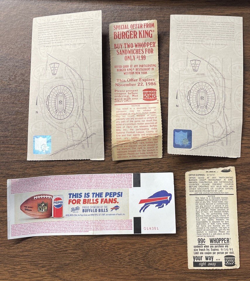 RARE Buffalo Bills Ticket Lot KELLY DEBUT SEASON SUPERBOWLS TOM BRADY ...