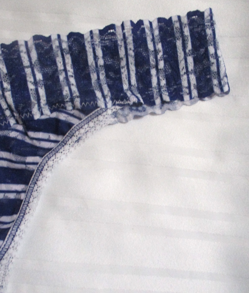 HANKY PANKY ONE SIZE OS THONG 4811 ORIGINAL RISE DARK BLUE WHITE NYLON ...