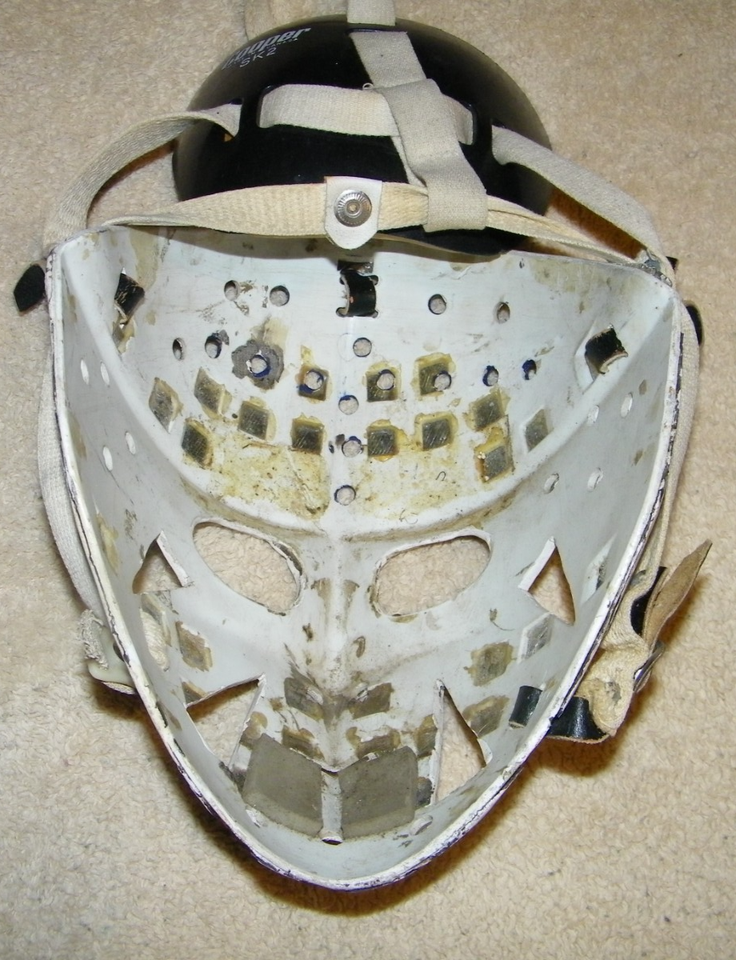 VINTAGE FULL SIZE FIBERGLASS HOCKEY GOALIE MASK,UNIQUE ORIGINAL DESIGN ...