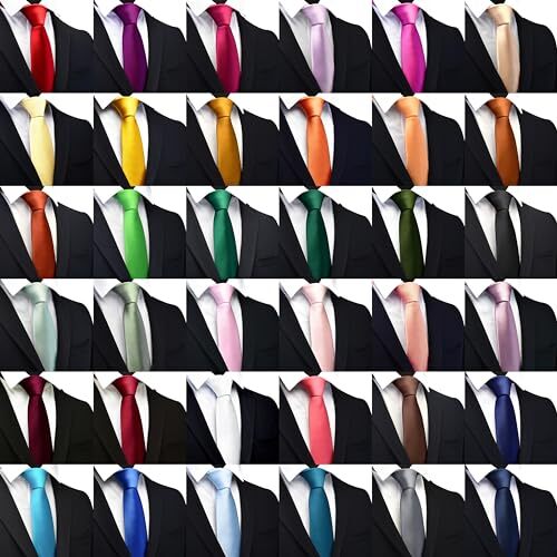 Branduce 3.15"（8cm） Mens Solid Satin Tie Pure Color Necktie for Dusty ...
