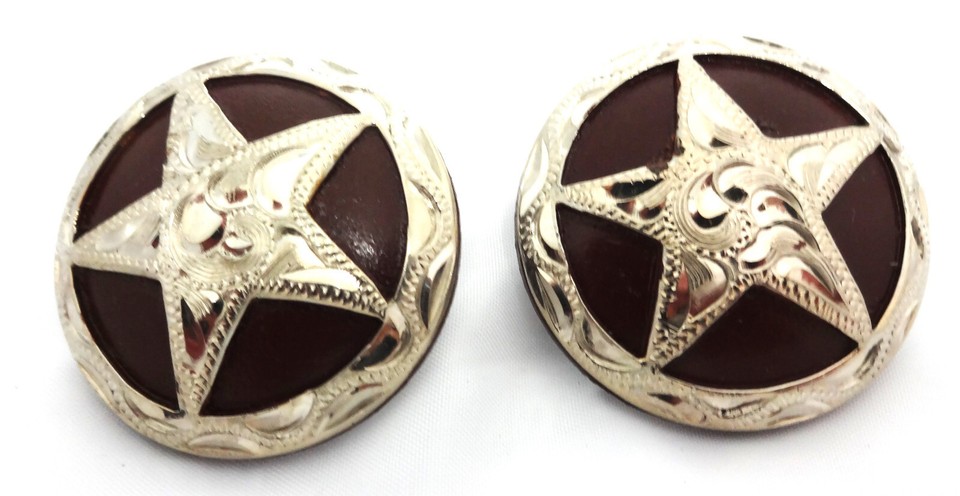 Aztec Star Bridle Loop Back Concho Silver Overlay Pair Hansen Western ...