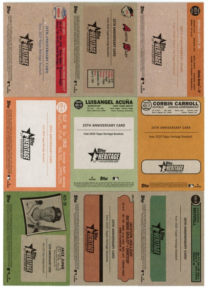 2025 Topps Heritage 25th Anniversary Inserts Complete Your Set You Pick ...