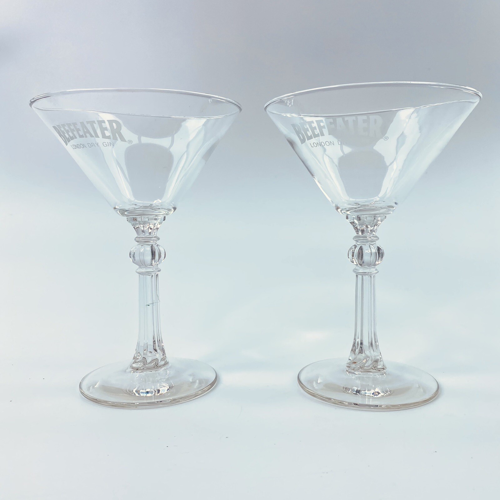 Set of Two Vintage Beefeater London Dry Gin Martini Glasses Footed ...
