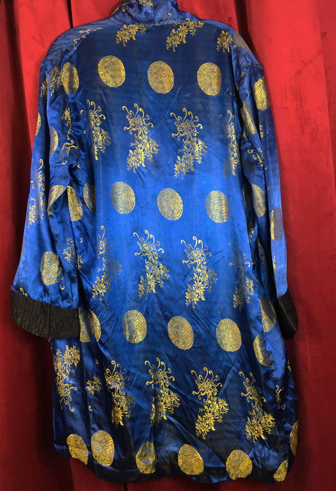 Vintage Chinese Export Smoking Lounge Robe Blue Medal… - Gem