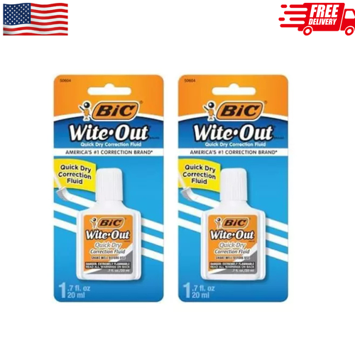 BIC Wite-Out Quick Dry Correction Fluid, 20mL, White, Goes on Easy (Pack of 2) 70330506022| eBay