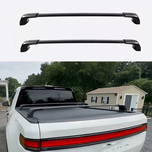 2PCS Truck Cross Bar Fits For Rivian R1T 2022-2025 Roof Rails Lockable ...