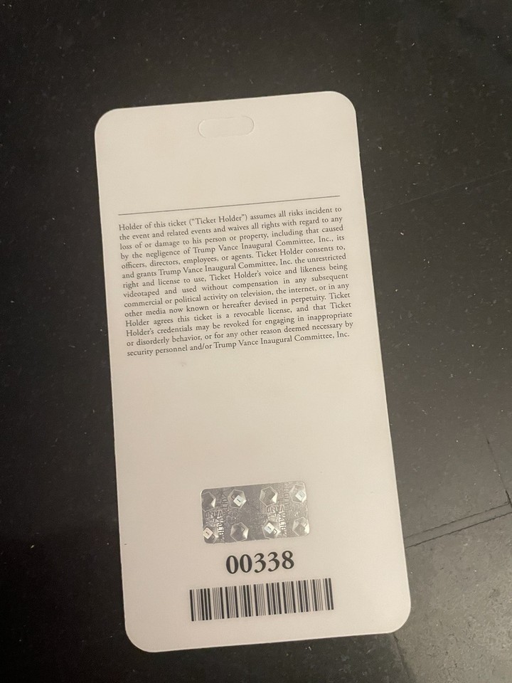 PRESIDENT TRUMP Inauguration 2025 President’s Reception VIP GUEST BADGE ...