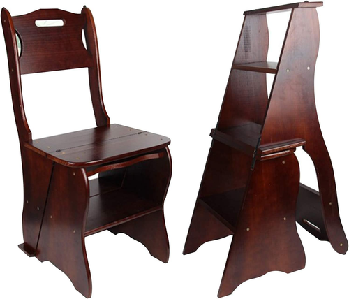 2in1 Lightweight Portable Multifunctional Wooden Folding Library Ladder ...