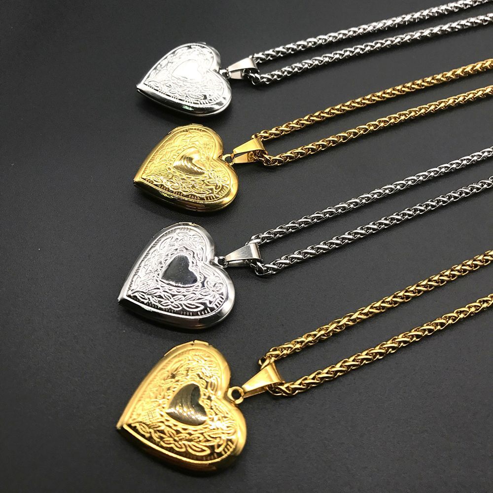 pcs Gift Chain Lover Jewelry Photo Picture Locket Pendant Heart Shaped ...