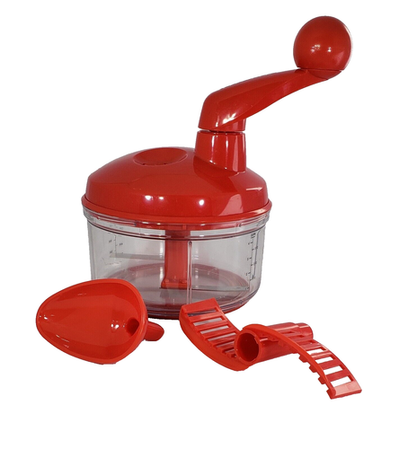 Tupperware Quick Chef Food Processor Chopper Red 4 Cups Whisk Mix Pour ...