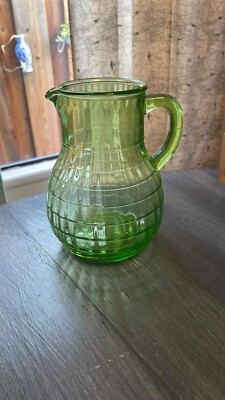 Vtg Vaseline Glass Hocking Block Optic Bulbus Pitcher - 54 oz | eBay