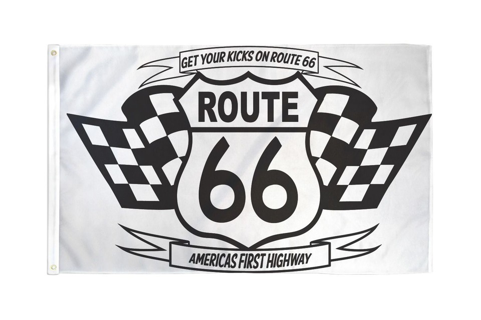 Route 66 Flag 3x5ft Americana Cars Checkered Black White Checkered ...