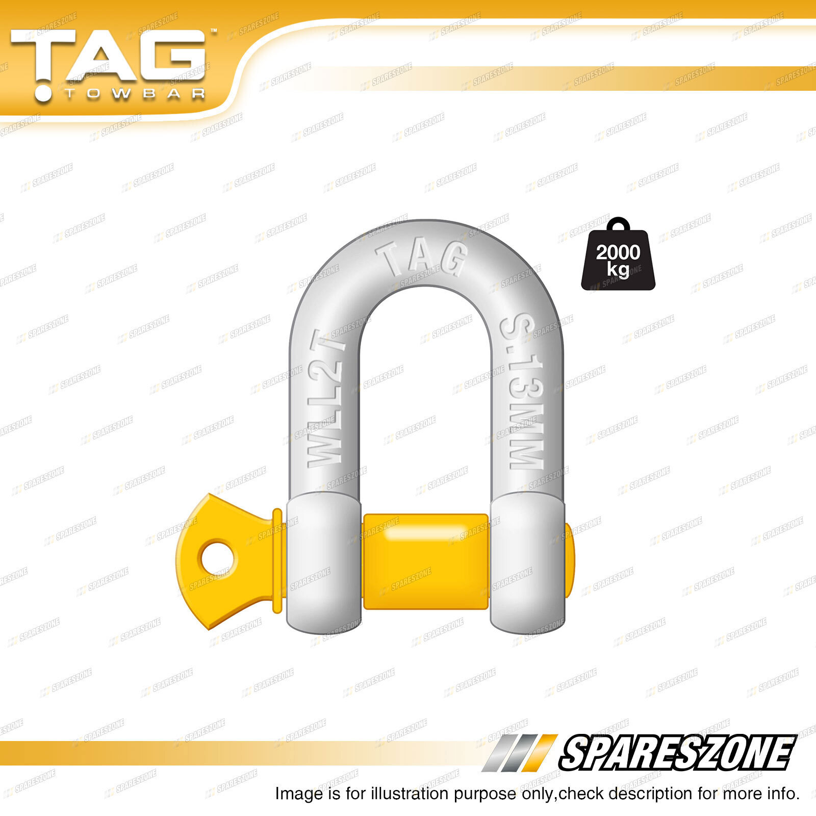 TAG D-Shackle - Thickness 13mm Load Rate 2000kg Galvanised Carbon Steel ...