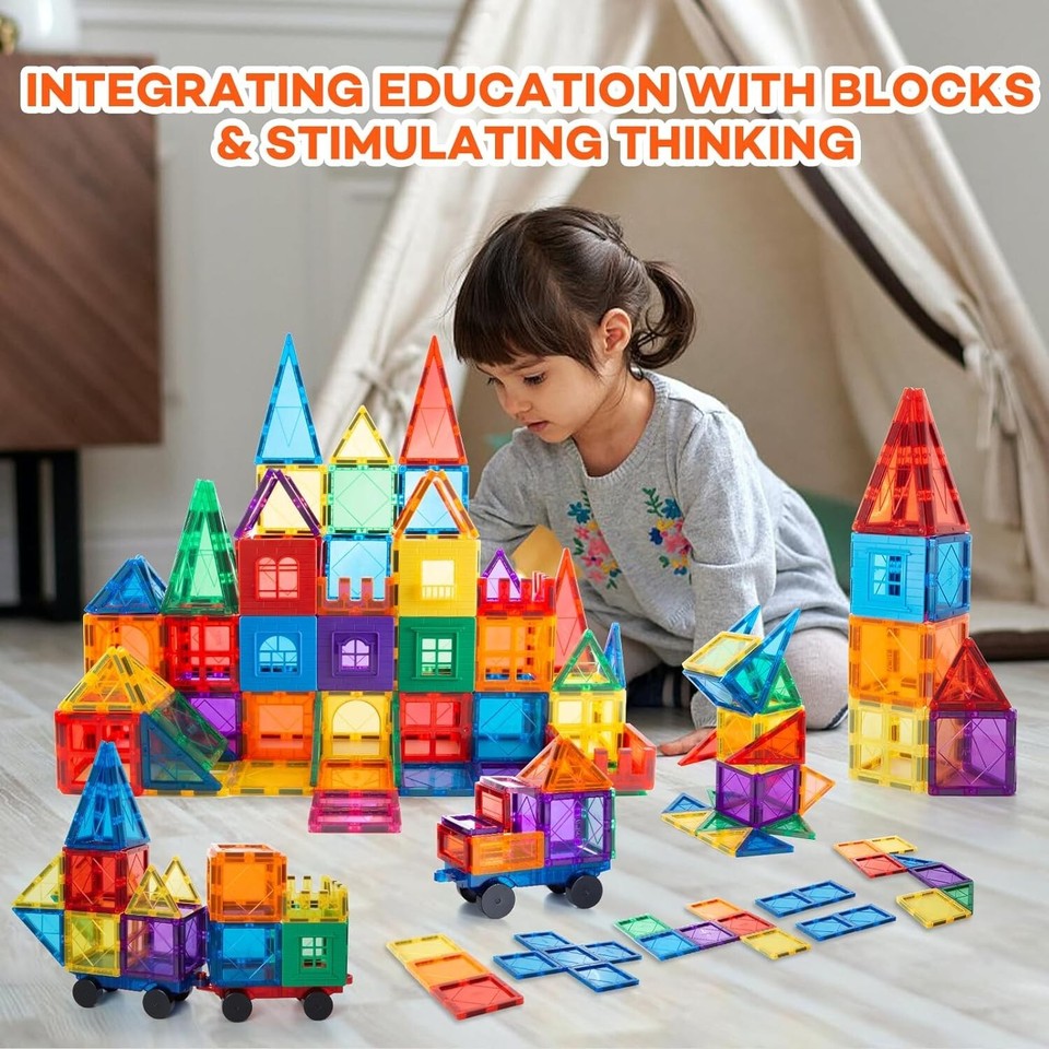 3D Set Magnet Toys Tiles Clear Colors Magnetic Building Toy Magnet ...