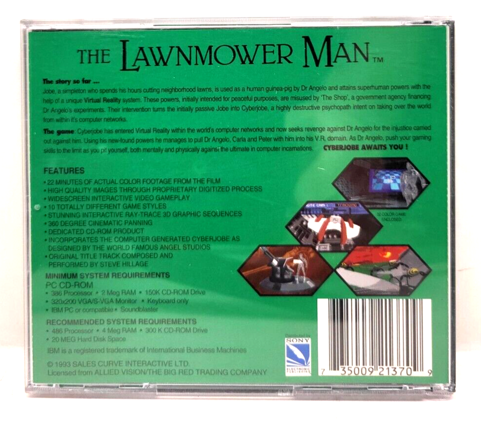 The Lawnmower Man PC Game 1993 CD-ROM (Z29E/A) | eBay