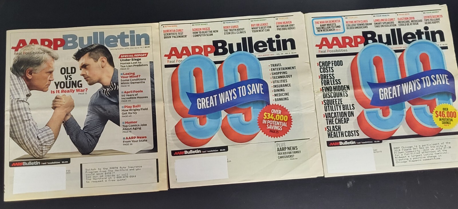 AARP Bulletins Lot of 15 Monthly Magazine Newsletters 2014, 2017-2018 ...