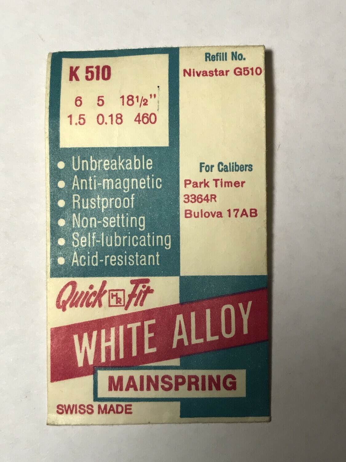 HR Quick Fit Mainspring K510 for Excelsior Park 3364R timer - Alloy | eBay